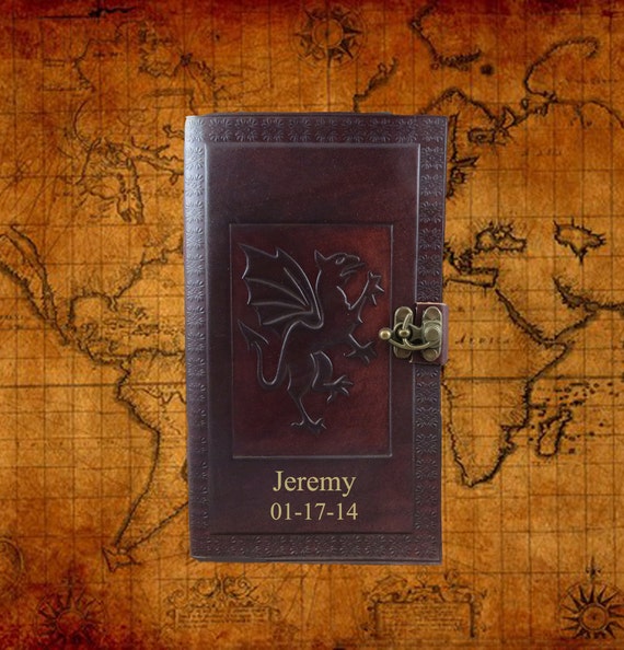 Personalized Leather Dragon Journal Diary by tiposcreations