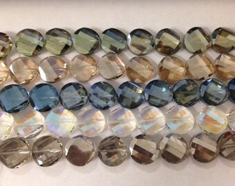 30mm coin shaped chinese faceted crystal glass 10beads