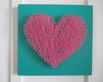Unique heart string art related items | Etsy