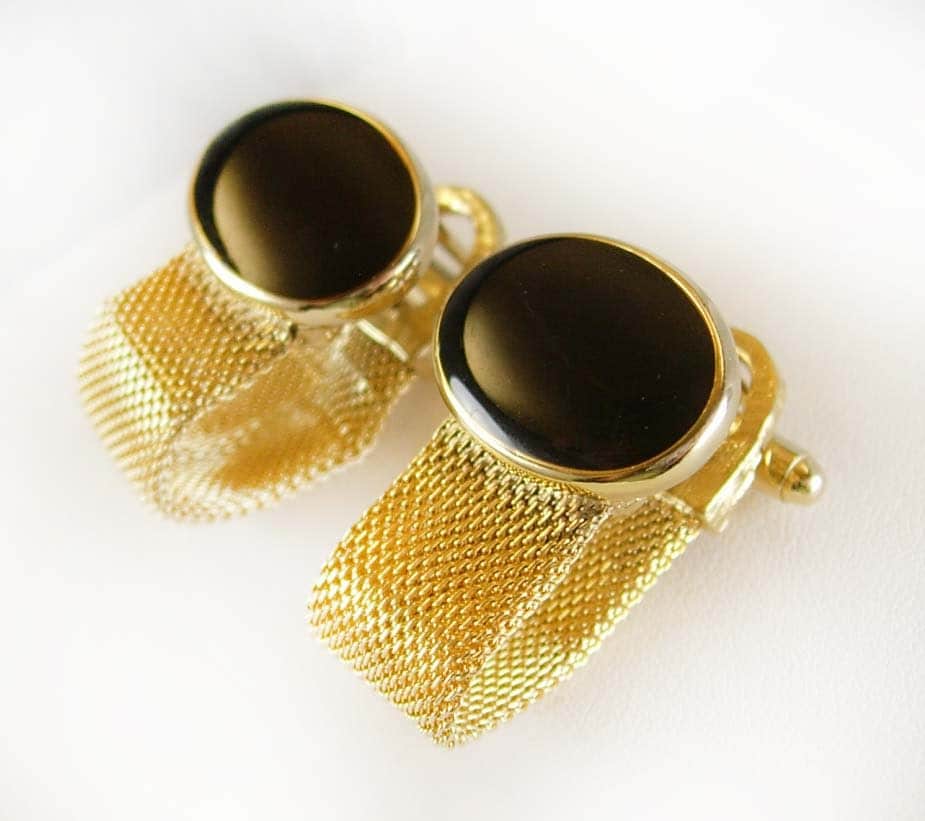 CLASSY Wedding Black Gold Mesh Wrap Cufflinks Vintage Classic Shirt ...