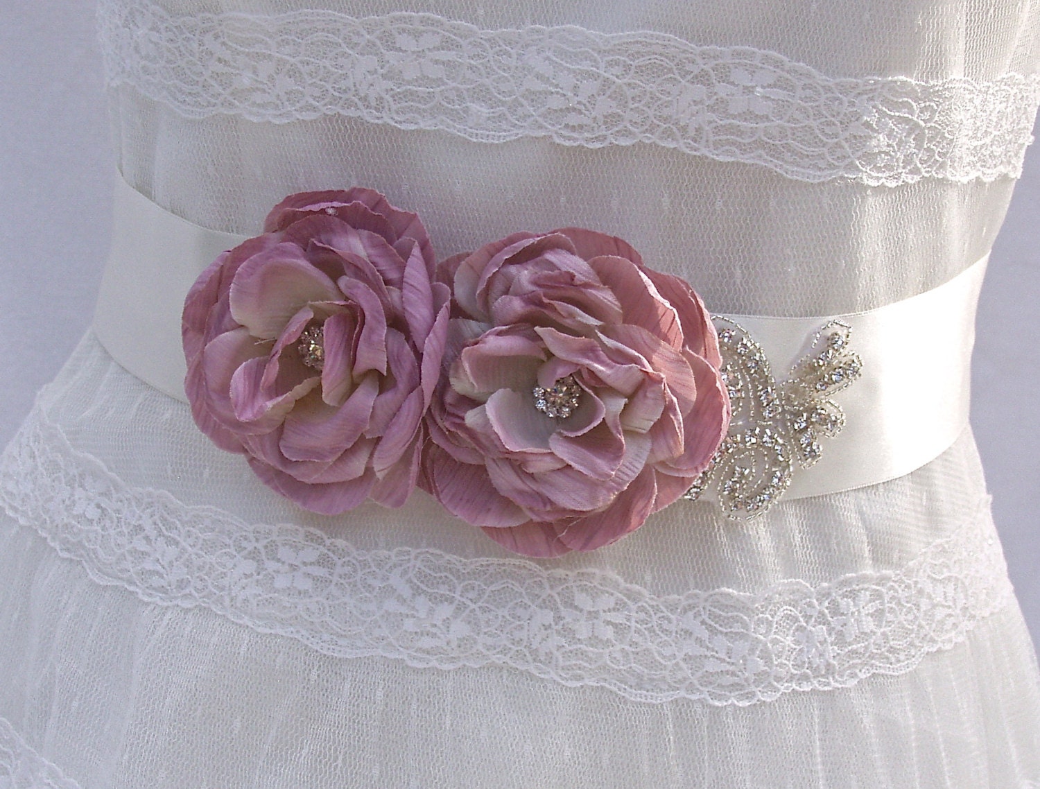 Bridal Sash Wedding Sash In Blush Pink And Ivory By Agoddessdivine