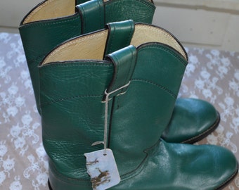 Vintage Unisex Justin Roper Seafoam Green Boots Men's 7 1/2B Deadstock