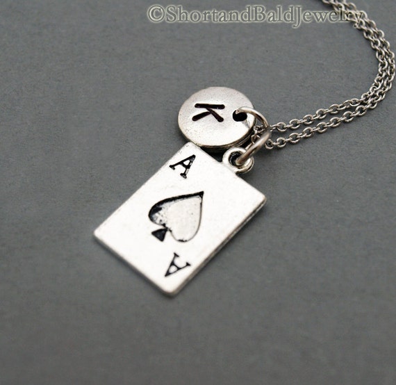 Ace of spades necklace Ace of spade charm Playing card