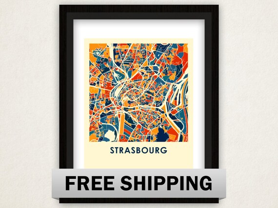 Strasbourg Map Print Full Color Map Poster by iLikeMaps on Etsy