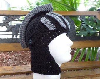 Black Medevil Knight / Gladiator / Spartan beanie Winter hat face ...