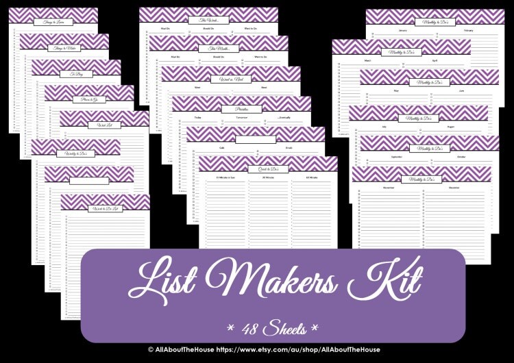 LIGHT BLUE EDITABLE List Makers Kit Chevron by AllAboutTheHouse