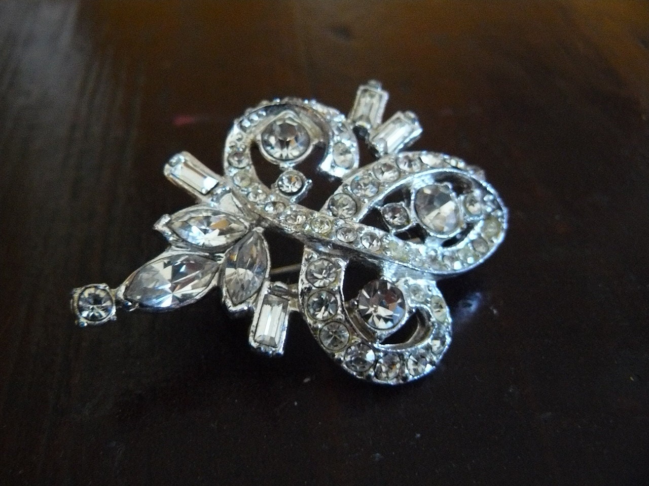Soviet vintage brooch with glittering glass stones, sparkling jewelry ...