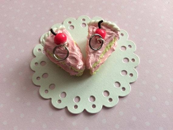 Items similar to Handmade Polymer Clay Cake Slice Charms, Polymer Clay ...