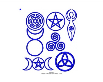 7 Wicca Symbols Machine Embroidery Designs