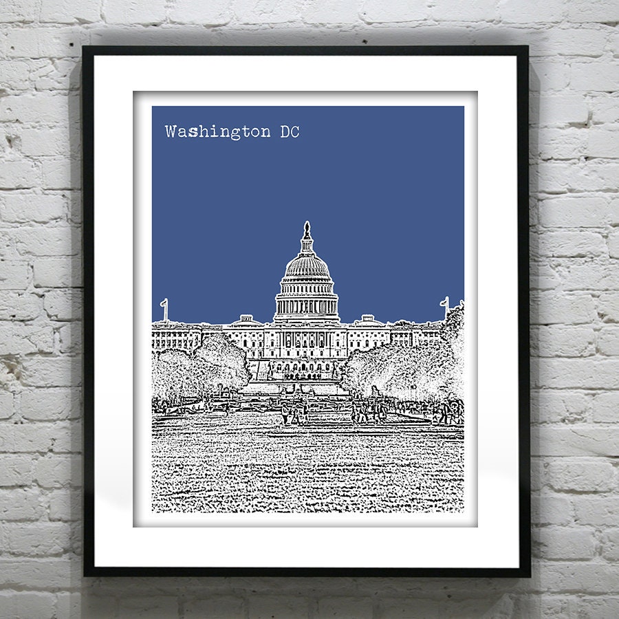Washington DC Skyline Poster Art Print Capitol Building
