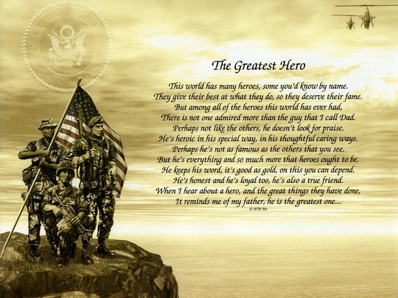 Army - The Greatest Hero Poem - Wall Print