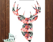Popular items for geometric deer on Etsy