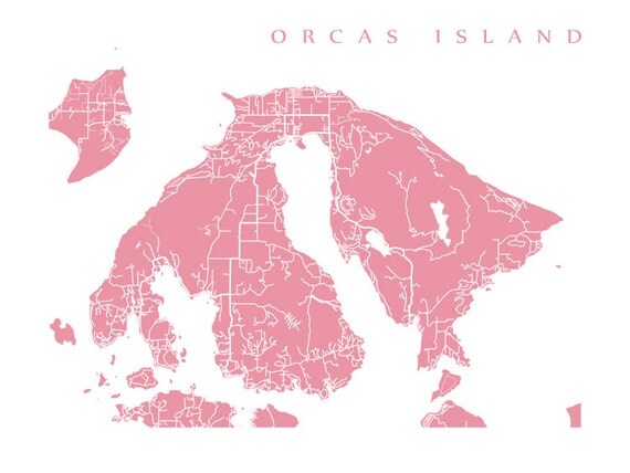 Orcas Island Map Washington USA Art Poster Print by CartoCreative