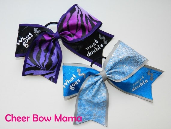 Items similar to What goes up, must double down... Cheer Bow on Etsy