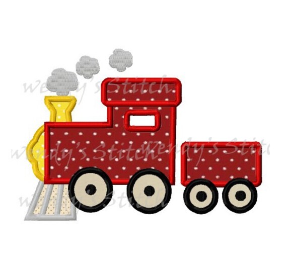 Train applique machine embroidery design digital pattern