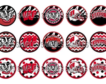 UW Wisconsin Badgers Bucky Badger 1" Bottle Cap Image Sheet (4x6 ...
