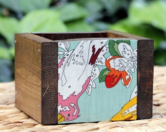Perfect for Succulents - Small Wood Planter Box with Modern Fabric Designs