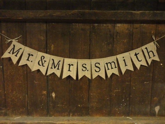 Custom Mr and Mrs Banner Mr and Mrs Garland Bunting Burlap