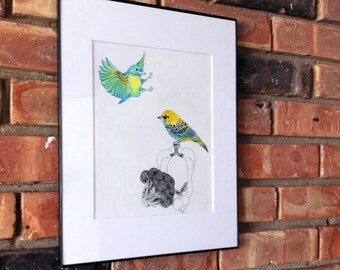 Items similar to Patterned birds - A4 print on Etsy