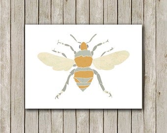 Bee Print, 5x7, Instant Download, Bee Wall Art, Bee Art Print, Honey ...