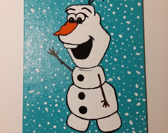 Olaf the snowman 5 x 7 Custom canvas panel