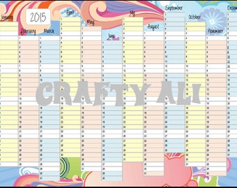 2015 Year Planner with task & goals tracking on the reverse A4
