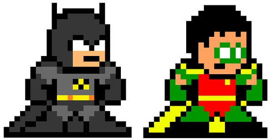 Items similar to 8-bit Batman & Robin Vinyl Sticker Megaman Style DC ...