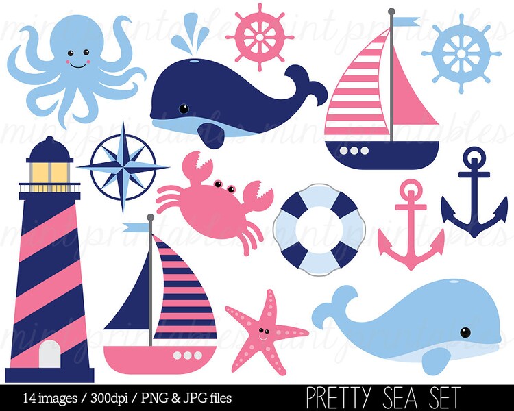 Nautical Clipart Clip Art Anchor Clipart Blue by mintprintables