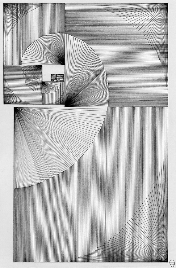 NATURE OF STAIRS Abstract Fine Art Print of Original Pen and