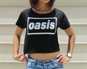 Oasis Logo Ladies Rock Crop Top Tank Top Boyfriend T Shirt Vest ...