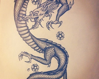 Popular items for dragon drawings on Etsy