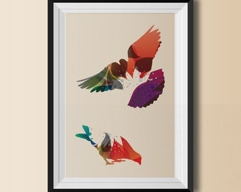 Birds Art Print Poster Kids Room Children Art