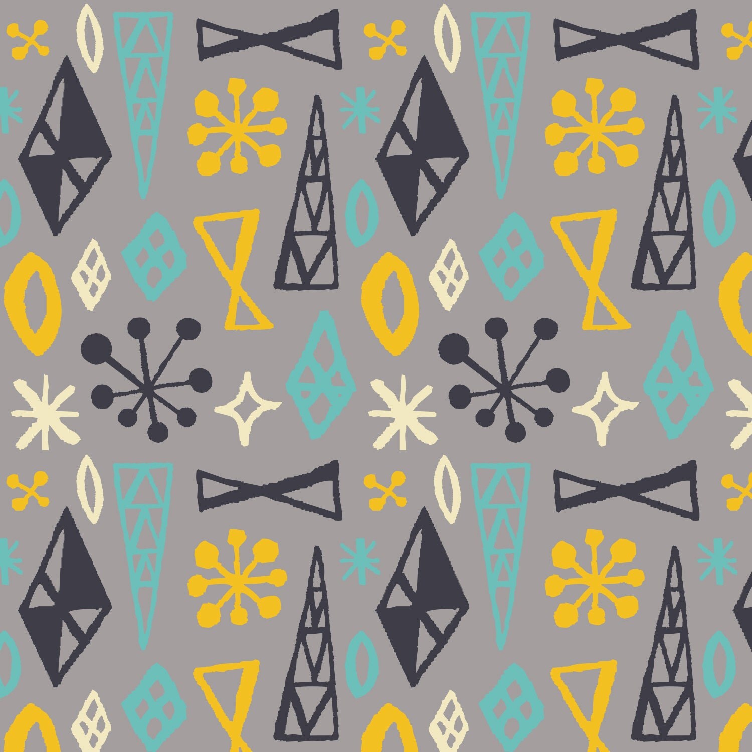 Mid-Century Modern Geometric Fabric Fun Retro by TheFabricHive