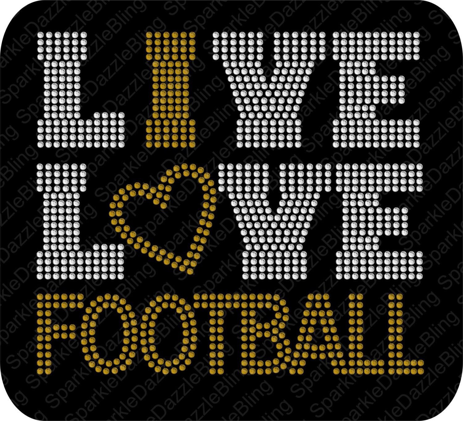 Football Rhinestone Template Instant Download Live Love
