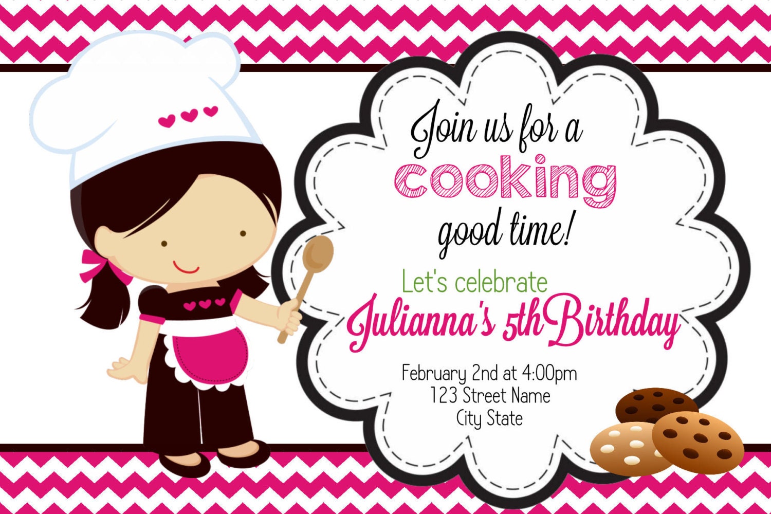 Printable Chef Birthday Invitation Chef Birthday Party