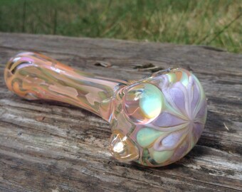 Seafoam Lilac Glass Pipe, handmade in USA by FlabbaGlass Designs