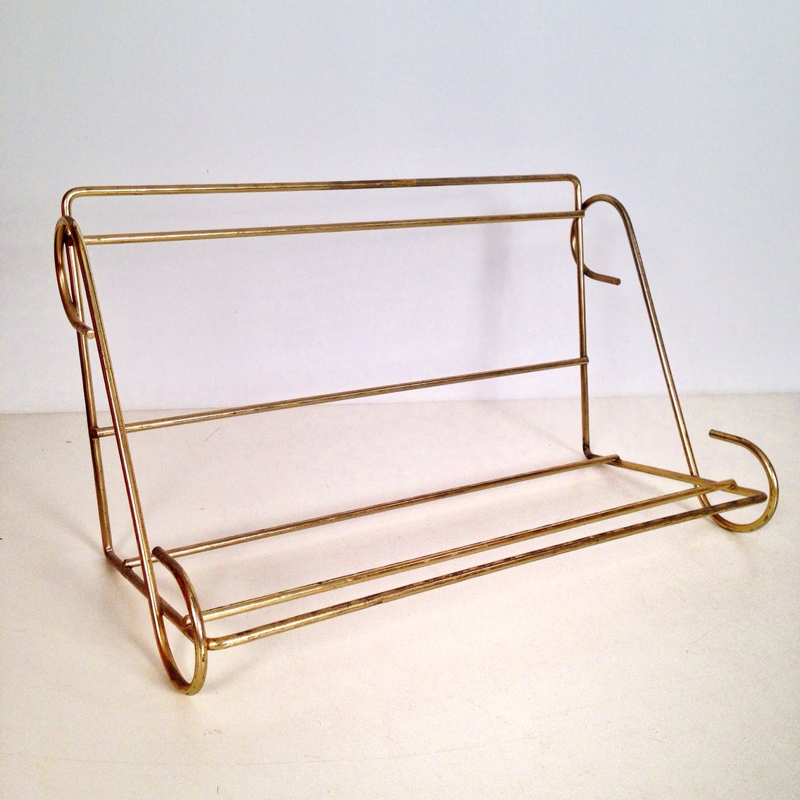 vintage book rack brass table top book shelf by ninedoorsvintage