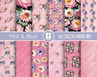 Scrapbooking Digital Paper Floral Digital Paper Pack Pink