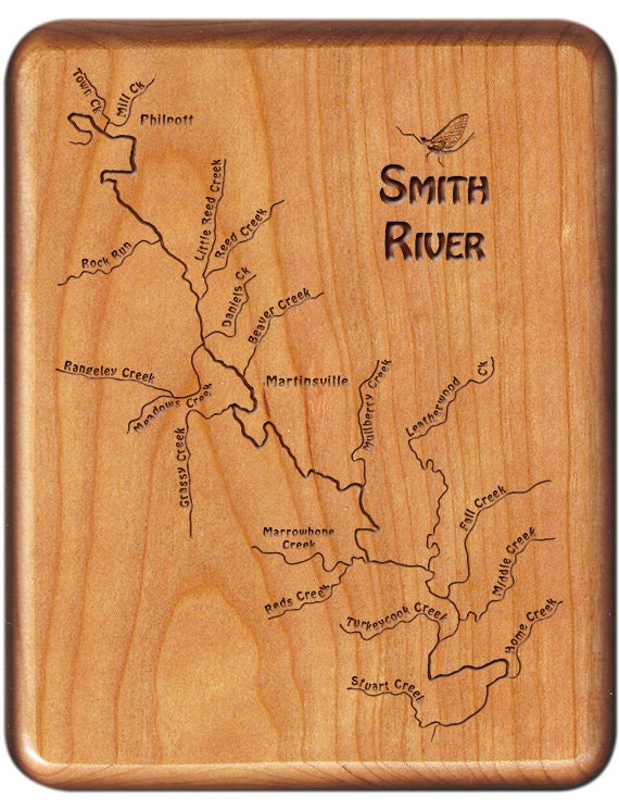 SMITH RIVER VIRGINIA Fly Fishing River Map Fly Box