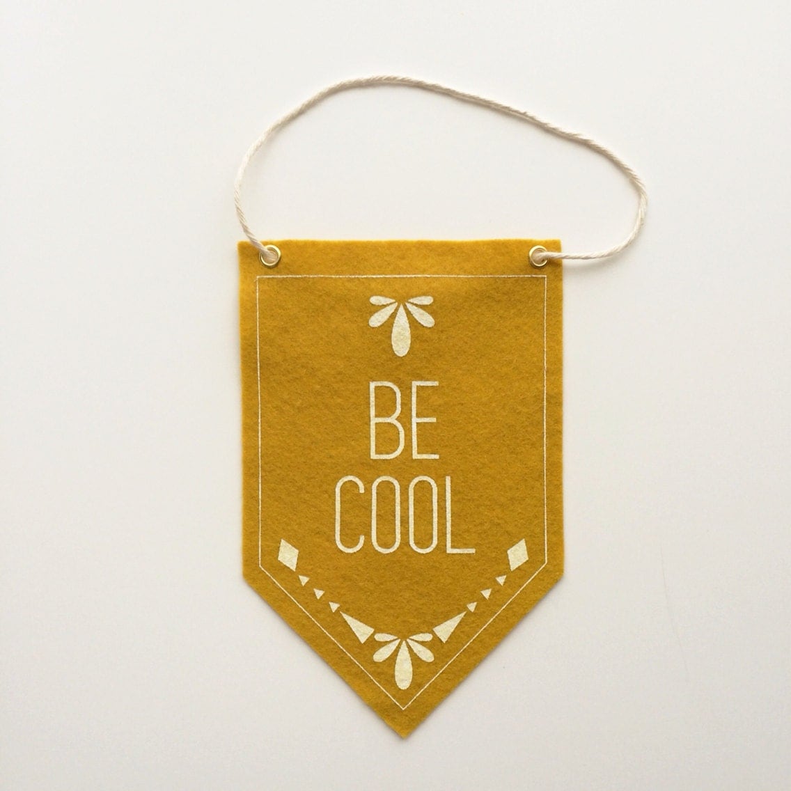 Wool Felt Banner in Mustard Yellow – “Be Cool” – Etsy finds