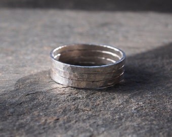 Silver Ring Sterling Silver Hammered Forged Ring minimalist