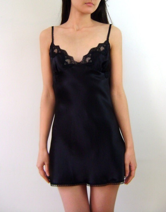 Items similar to Black Silk Slip In Various Lengths: Camisole, Short ...