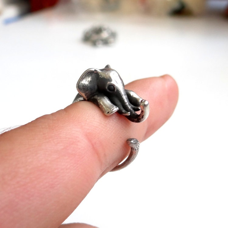 Elephant Ring Elephant Jewelry Elephant Ring Sterling by Inmmotion