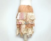 Boho Skirt, Ruffle Skirt, Alternative Apparel, Upcycled Clothing, Gypsy ...
