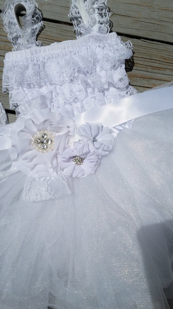 Items Similar To White Lace Tutu Flower Girl Dress White Tulle Flower