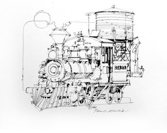 Train drawing | Etsy