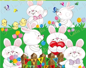 Unique easter bunny clipart related items | Etsy
