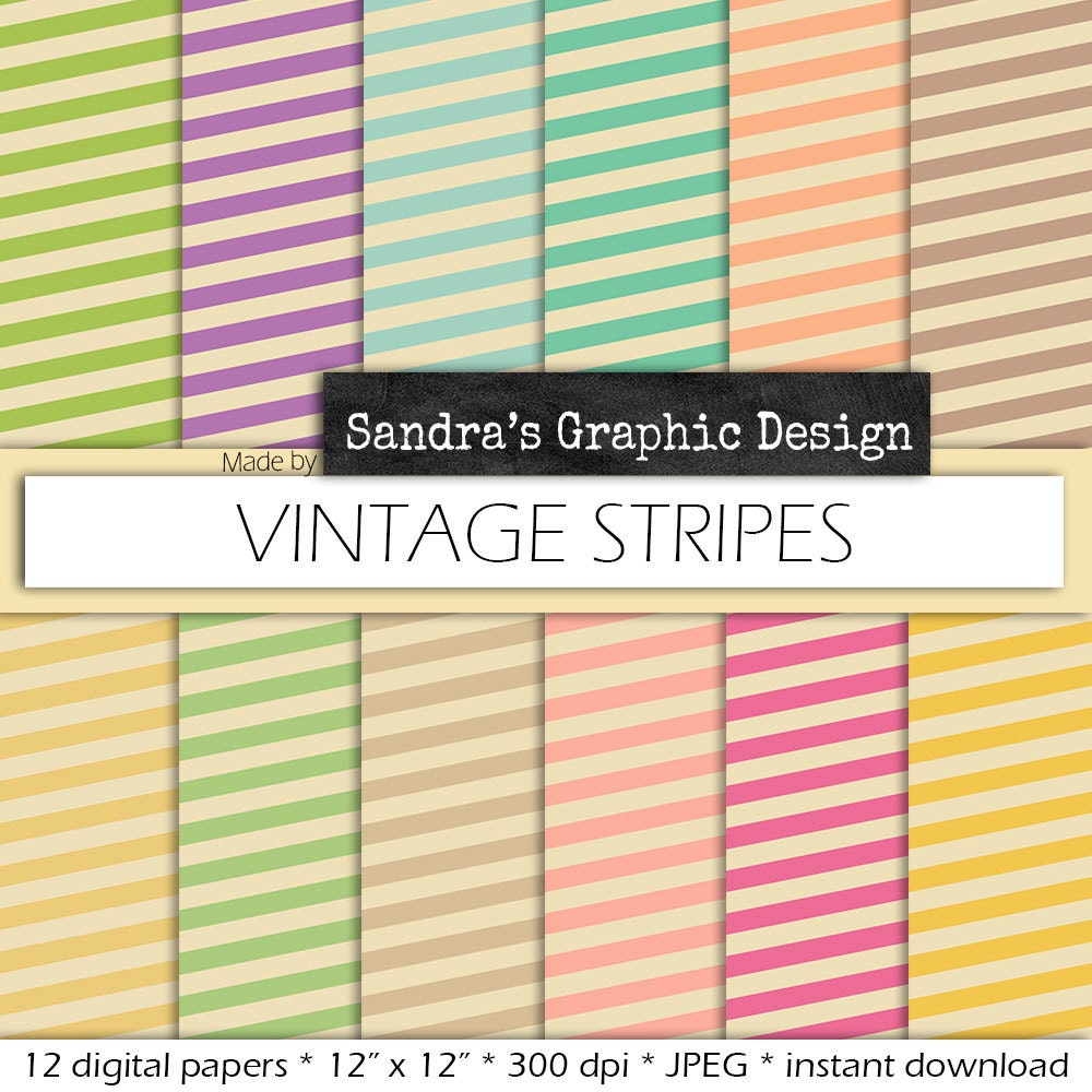 Stripes digital paper: “STRIPES” with striped pattern backgrounds in ...