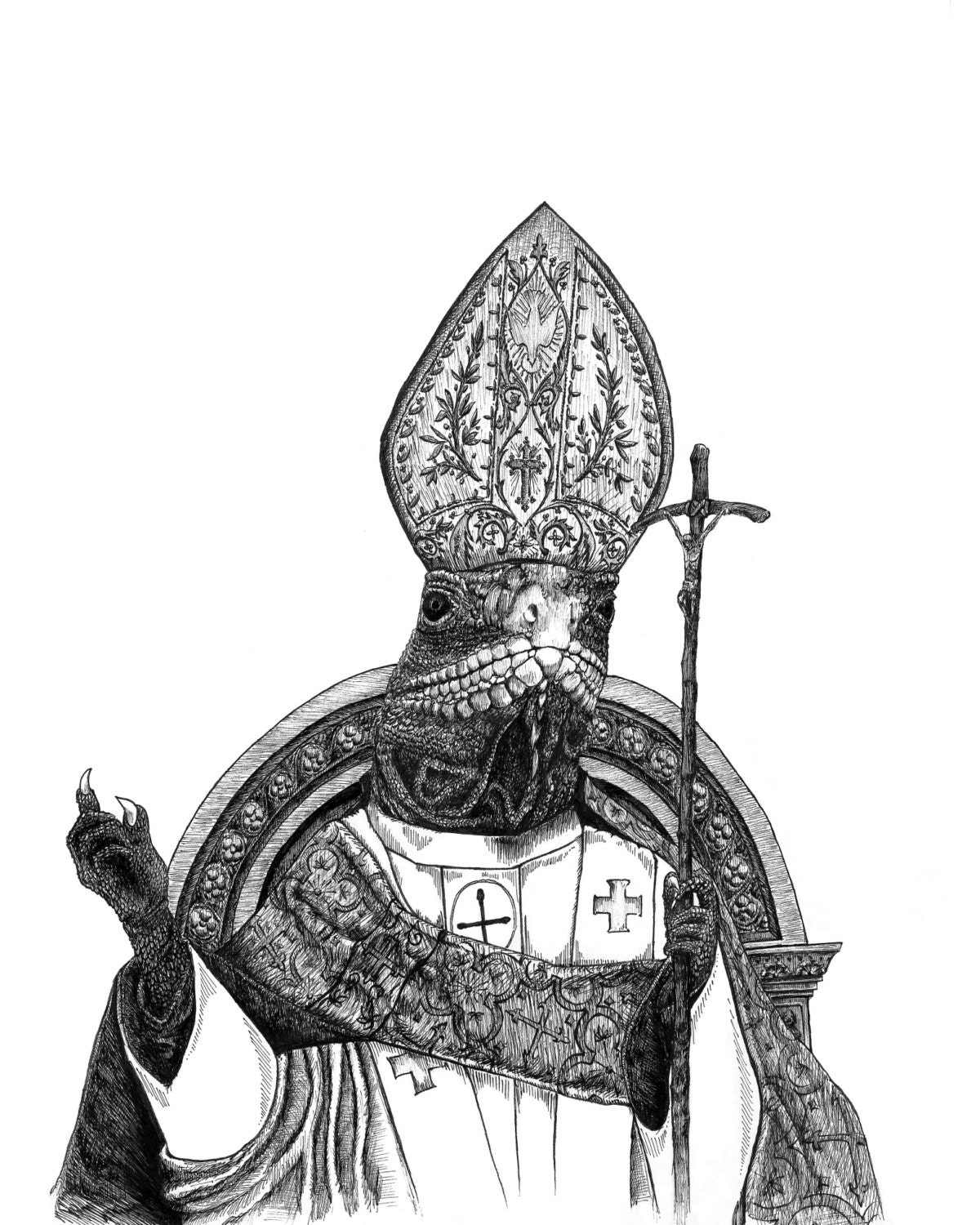 Lizard Pope / Space Pope / Reptilians / Illuminati Pen and by HKCA