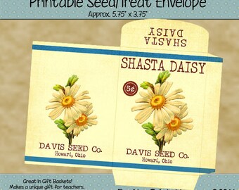 Printable Seed Packet Vintage Sunflower U-Print PDF File